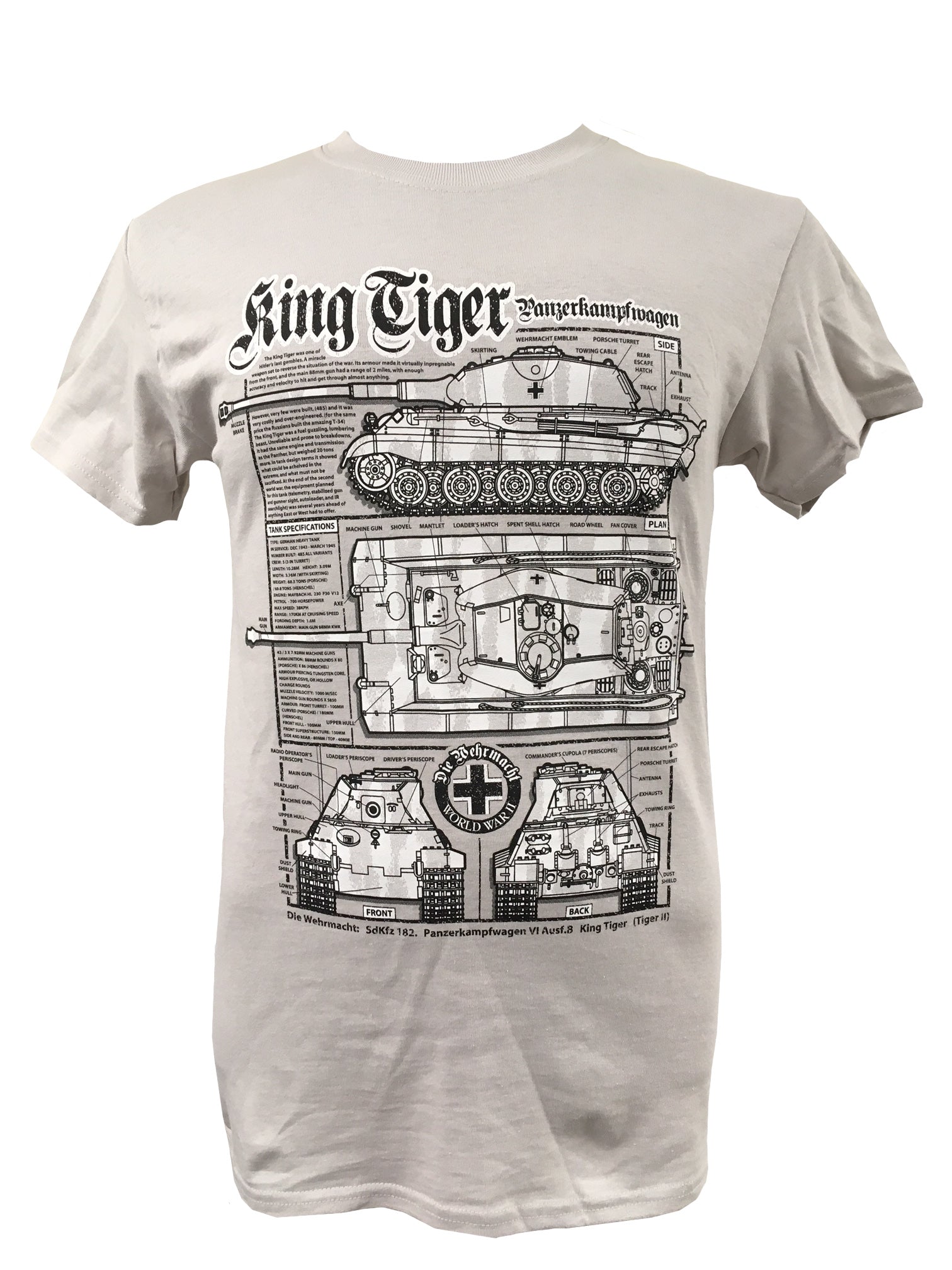 German Panzerkampfwagen WW2 King Tiger Tank Blueprint Design T Shirt ...