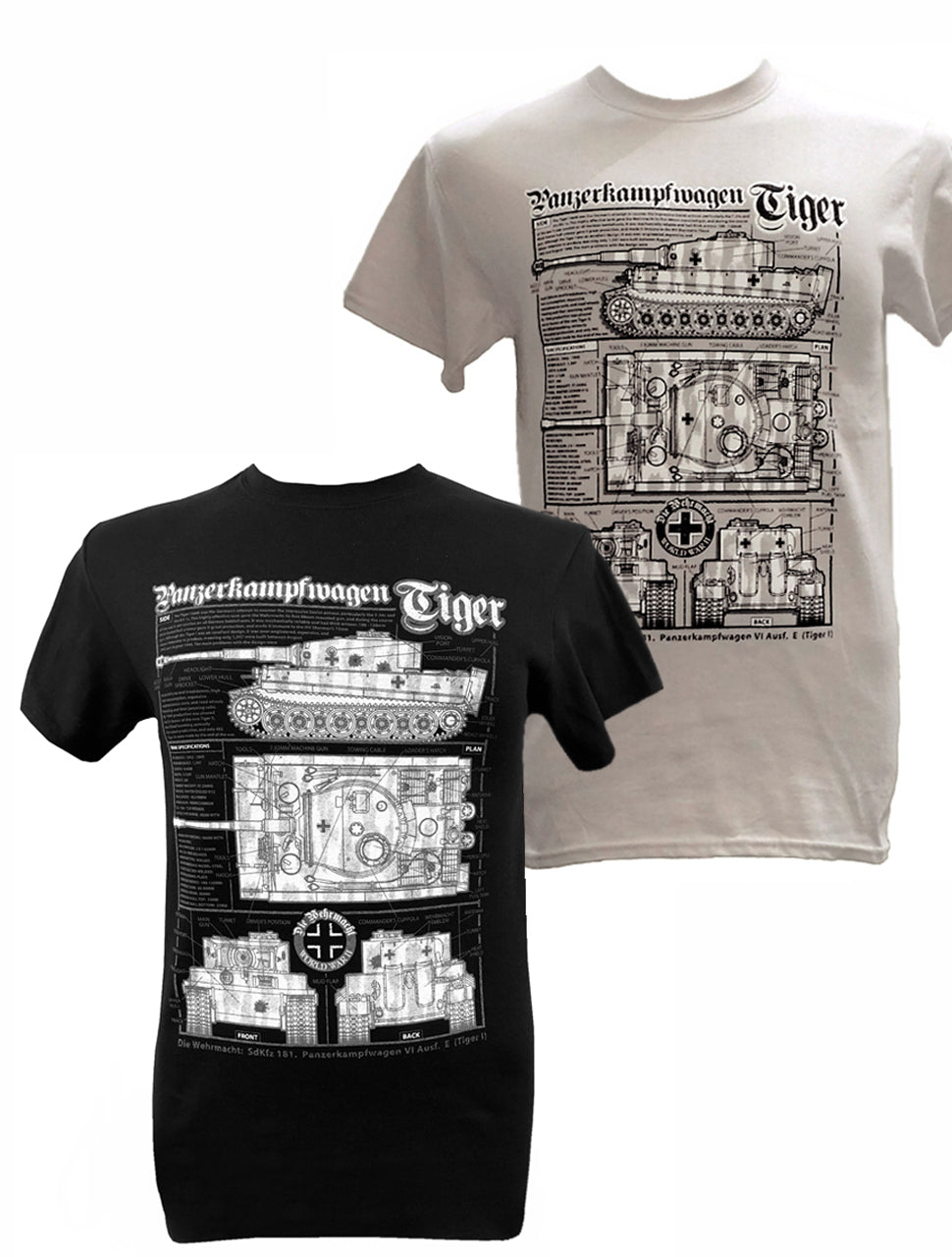 German Panzerkampfwagen WW2 Tiger 1 Tank Blueprint Design T-shirt – The ...